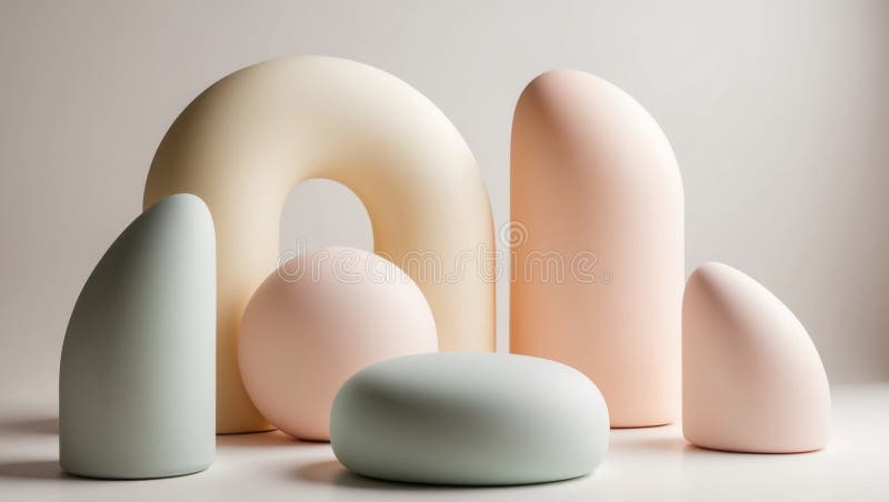 Abstract Curvy Shapes in Soft Pastel Tones. Stock Image - Image of hued ...