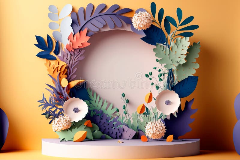 Abstract Cut Out Paper Flowers, Floral Frame. Generative AI Stock ...