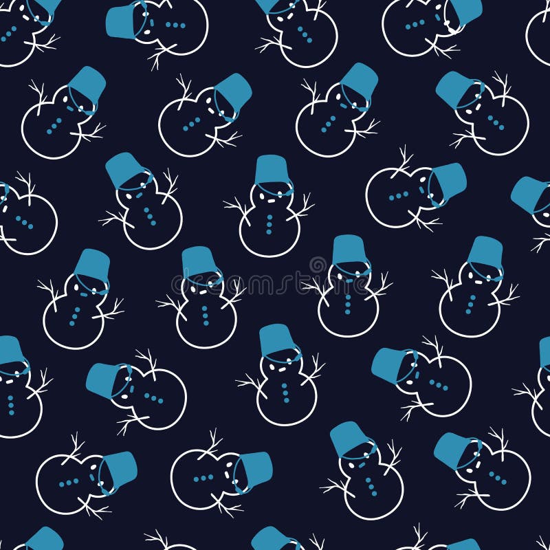 Abstract Cute Snowmen Vector Graphic Line Art Seamless Pattern Stock ...