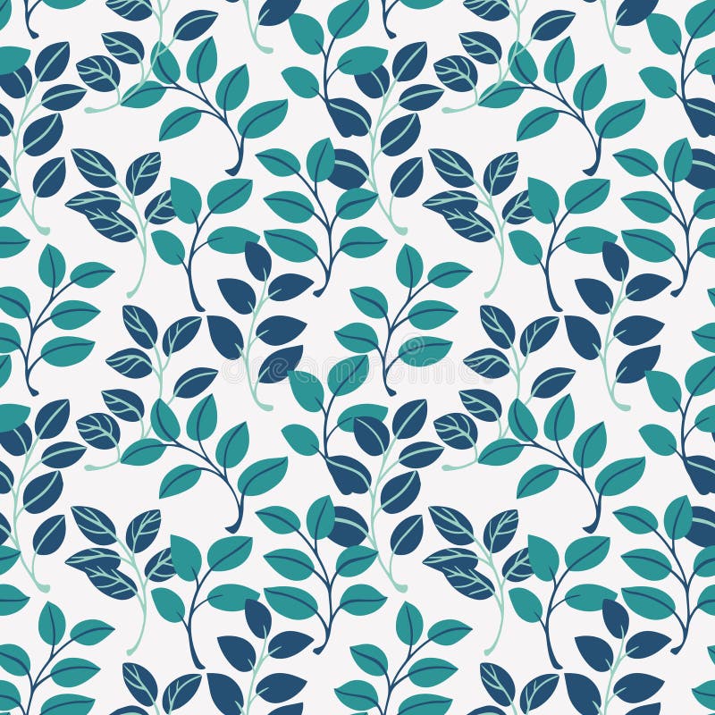 Abstract Cute Tiny Branches Leaves Seamless Pattern on a White ...