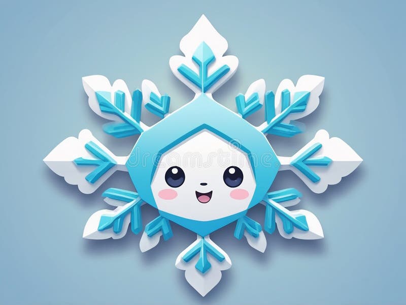 Abstract a Cute Winter Snowflake Character Cartoon Icon Illustration ...