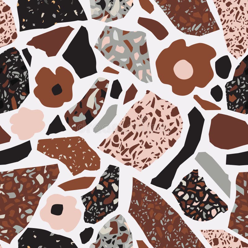 Abstract Cutout Flower, Turned Edges Geometric Shapes, Terrazzo ...