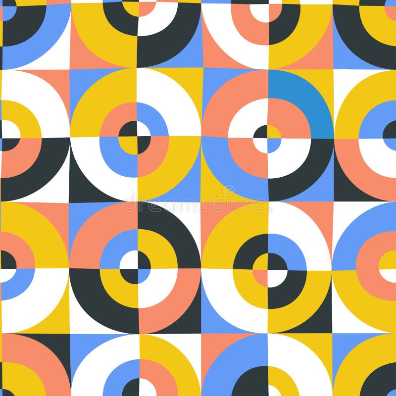 Abstract Circles and Square Seamless Pattern. Stock Vector ...