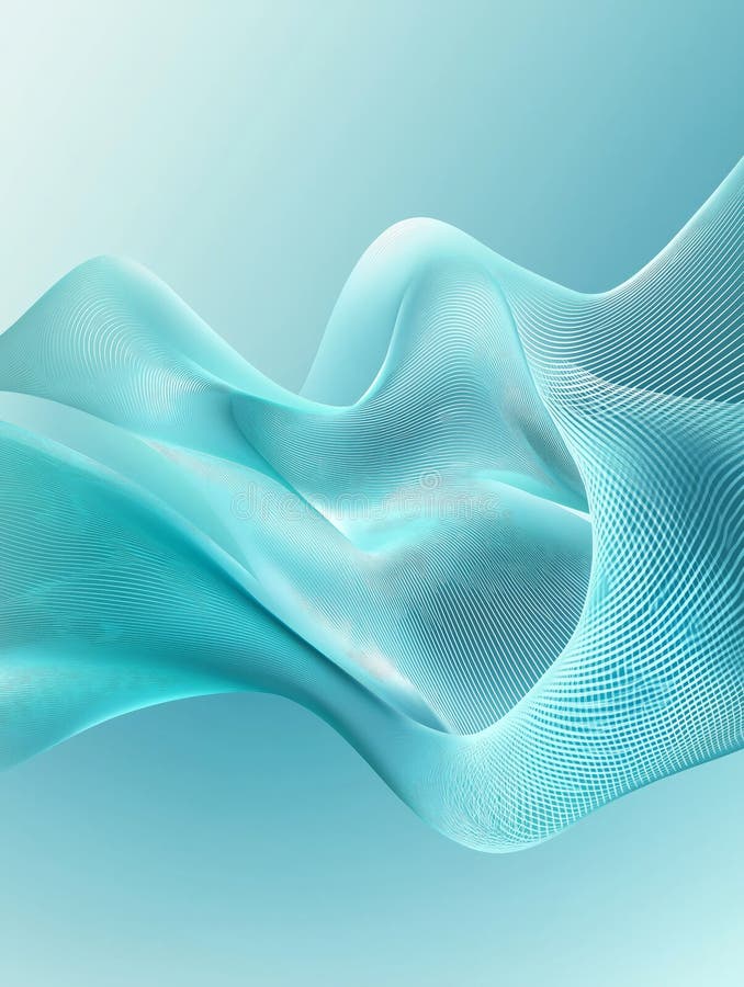 Abstract Cyan Background with Smooth Waves and Lines Flowing Stock ...
