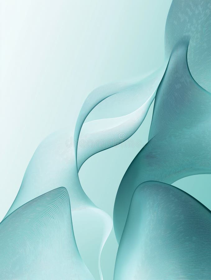 Abstract Cyan Background with Smooth Waves and Lines Flowing Gently ...