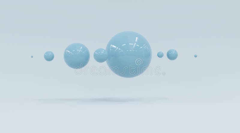 Abstract Cyan Blue Spheres with Glossy Surface, on White Matte ...