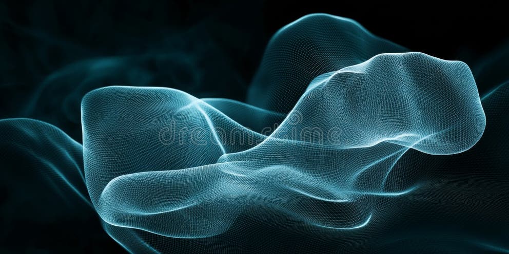 Abstract Cyan Grid Structure Undulating Mesh, Futuristic Design with ...