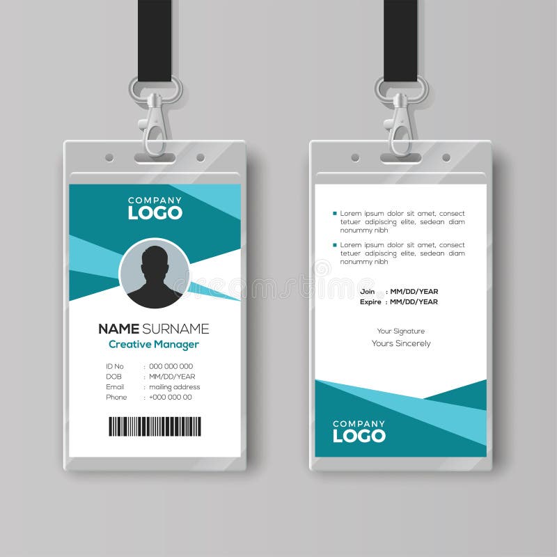 Abstract Cyan ID Card Design Template Stock Vector - Illustration of ...