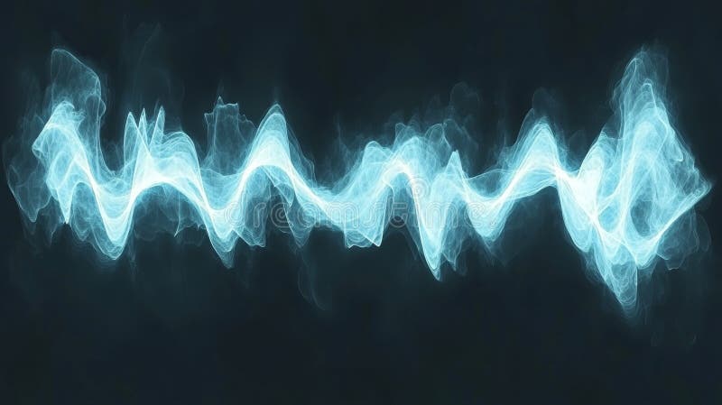 Abstract Cyan Pulse Wave on Navy Background, Glowing Line, Flat Color ...