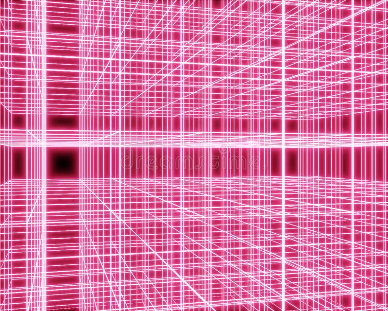 Abstract Cyber Cube Mesh with Glowing Vertices Design. Cyberspace ...