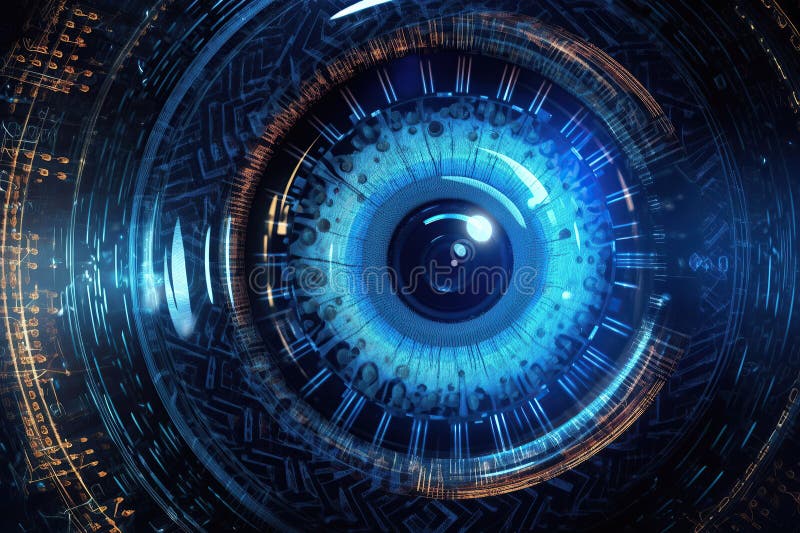 Abstract Cyber Eye Generative AI Stock Photo - Image of black, abstract ...