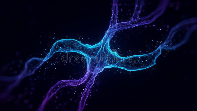 Abstract Cyber Network Data Flow on a Dark Background with Neon Colors ...