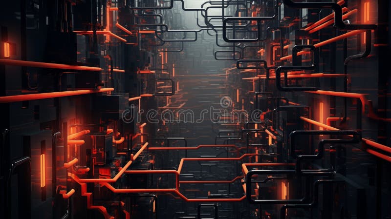 Abstract Cyber Pathways Merge in a Dynamic Visual Composition, AI ...