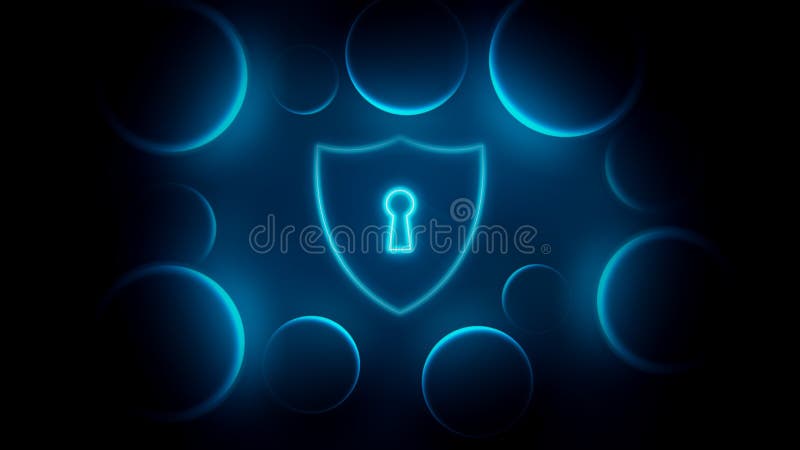 Abstract Cyber Security Blue Colorful Shine Shield Lock Symbol Lines ...