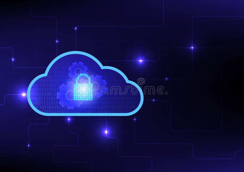 Abstract Cyber Security on Cloud Connection Technology Background Concept Stock Illustration ...