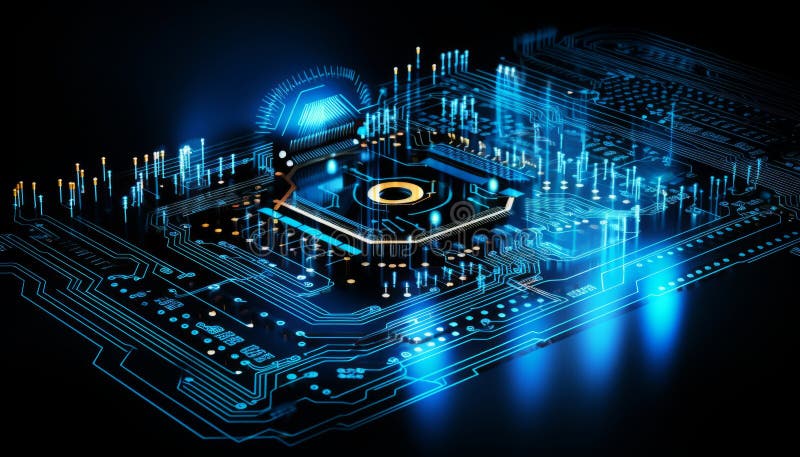 Abstract Cyber Security Concept Glowing Computer Chip Processor in ... Abstract Cyber Security Concept Glowing Computer Chip Processor in ...