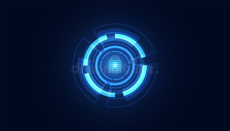 Abstract Cyber Security with Padlock Blue Circle Technology Future ...