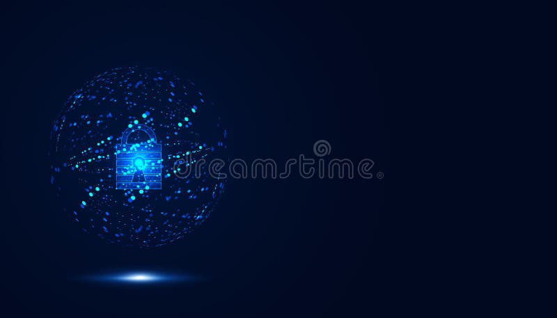 Abstract Cyber Security Padlock Technology Futuristic Concept Atomic ...