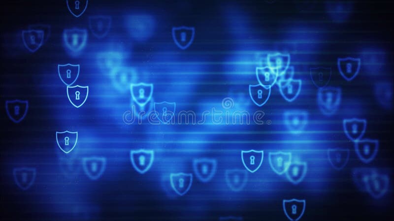 Abstract Cyber Security Vignette Blue Shine Blurry Focus Shield Lock ...