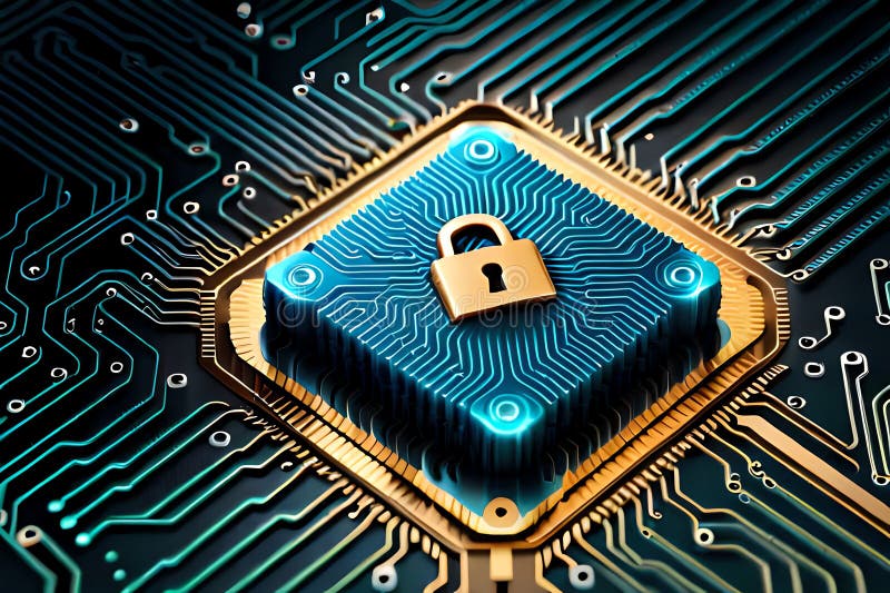 In this Abstract Cyberattack Block Concept, , a Shield with a Lock Icon ...