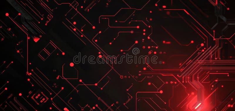 Abstract Cybernetic Backdrop with Red and Black Circuitry Design ...