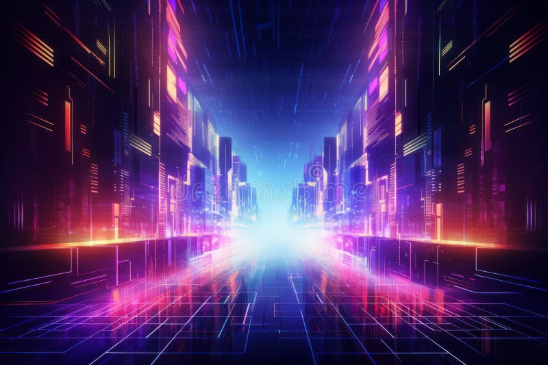 Abstract Cyberpunk Backdrop with Holographic Effects and Dynamic ...
