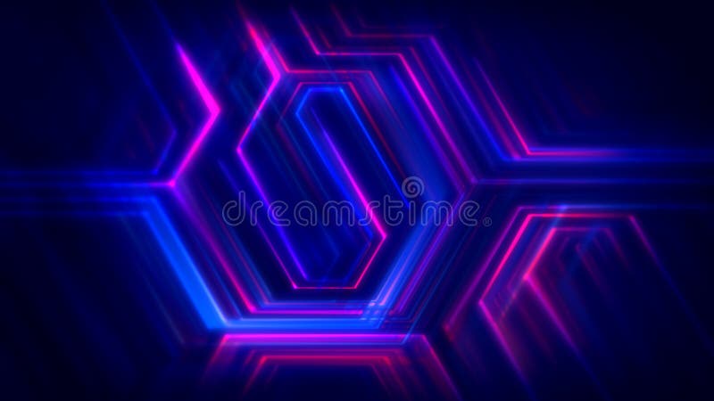 Abstract Cyberpunk Background Composition With Blue And Violet Neon