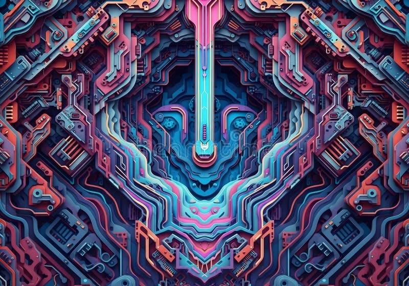 Abstract Cyberpunk Circuitry Stock Illustration - Illustration of ...