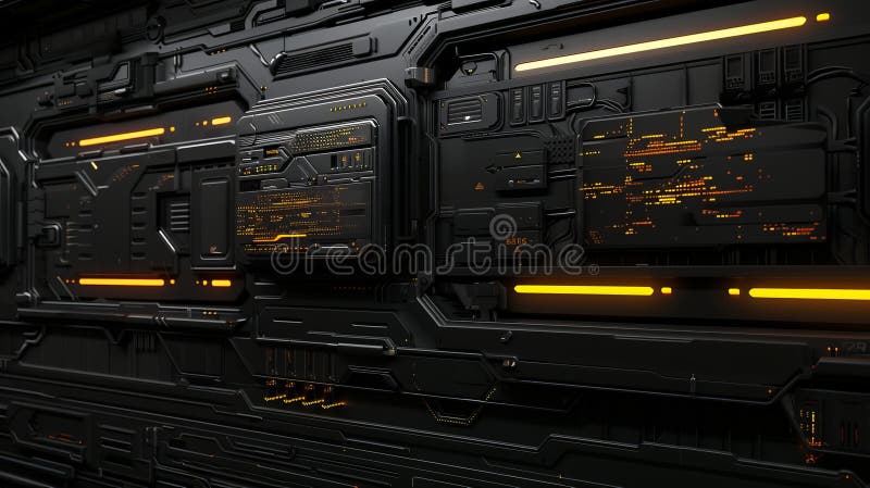 Abstract Cyberpunk Tech Panel with Glowing Lights: Hi-Tech Surface ...