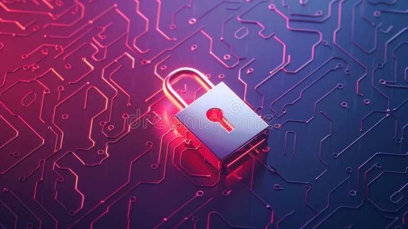 Abstract Cybersecurity Background with a Glowing Shield and Digital ...
