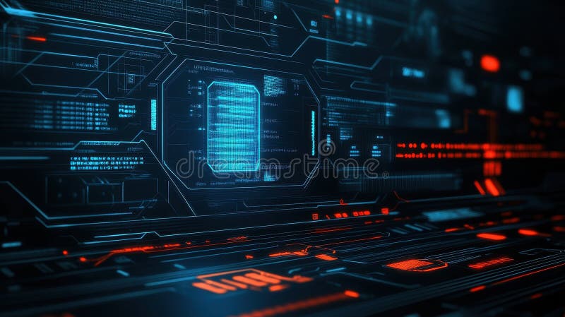 Abstract Cybersecurity Interface Data Streams and Digital Architecture ...