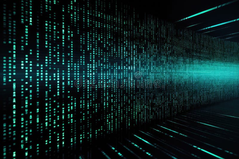 Abstract Cyberspace Background With Binary Code 3d Render Big Data Flow With Cyber Blockchain