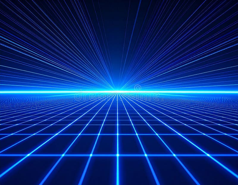 An Abstract Cyberspace Grid Extending Infinitely, Illuminated by ...