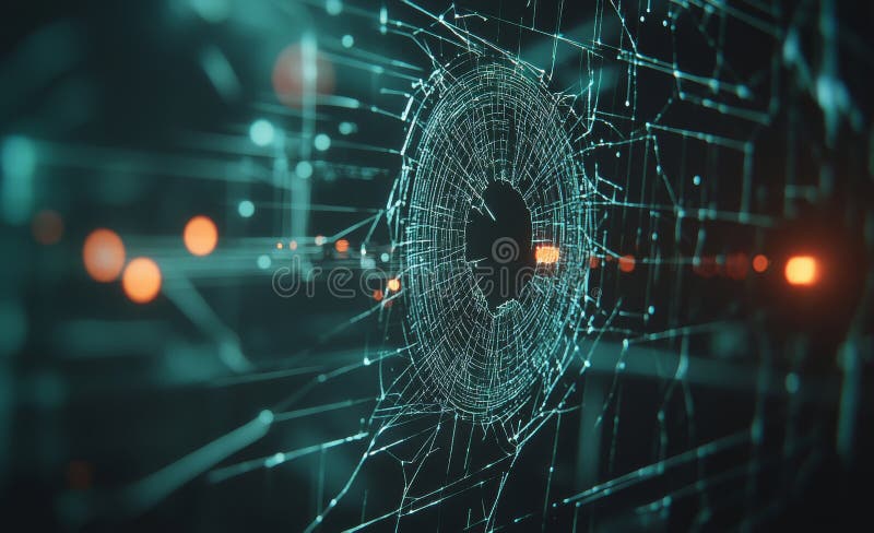 Abstract Cyberspace. Information Cells. Hexagons Engulfed in Burning ...