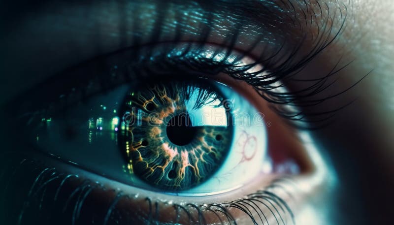 Abstract Cyborg Staring with Glowing Blue Eye, Digitally Generated ...