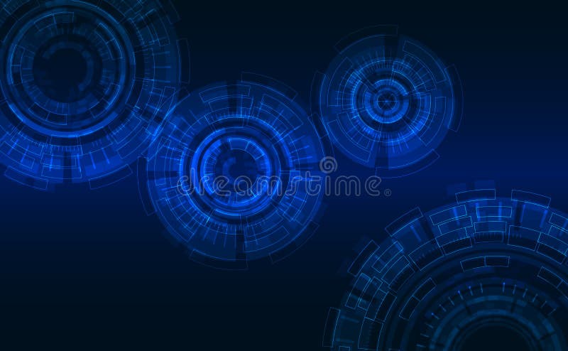 Abstract Cycles in Hi Tech Style. Dark Blue Background, Glowing ...