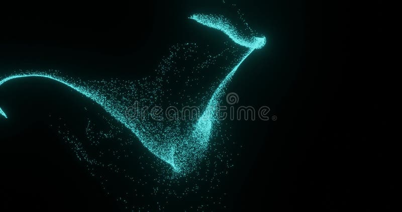 Abstract 3d Animation with Blue Particles. Animation on Black ...