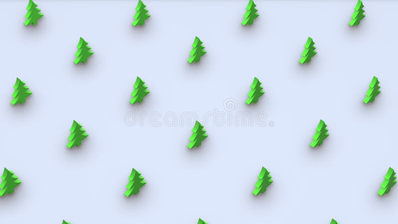 Abstract 3d Animation Grid of Green Christmas Tree Shapes in Isometric ...