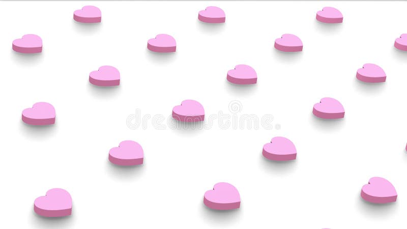 Abstract 3d Animation of Grid of Light Pink Heart Shapes in Isometric ...