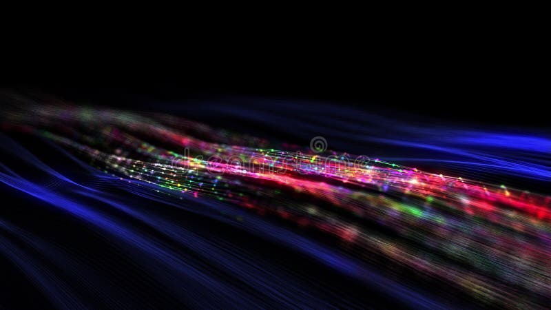 Abstract 3d Animation of Light Multicolored Lines and Particles in Flow ...
