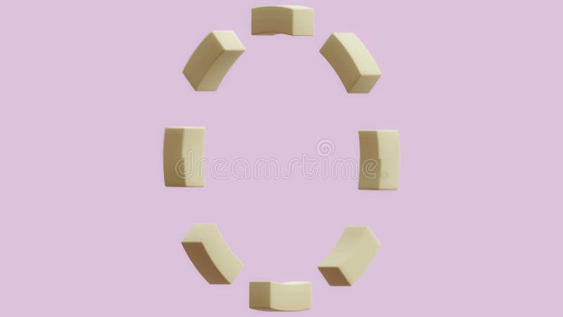 Abstract 3D Animation Loop of Golden Blocks Rotating in a Radial ...