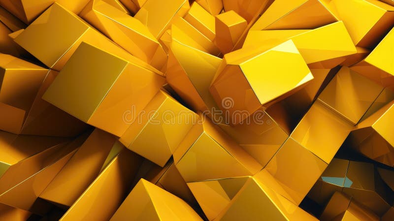 Abstract 3D Animation, Yellow Geometric Background, AI Generated Stock ...