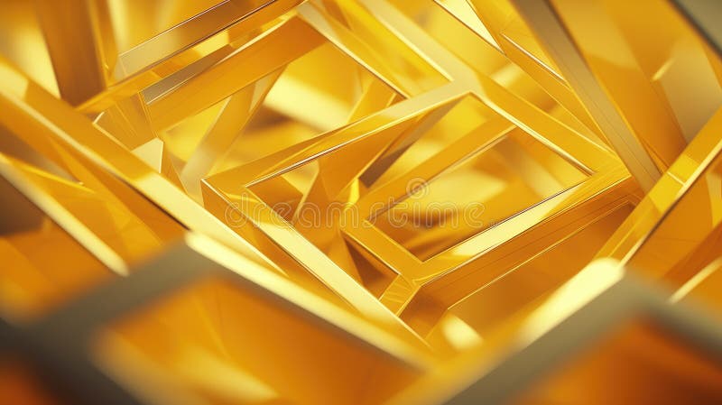Abstract 3D Animation, Yellow Geometric Background, AI Generated Stock ...
