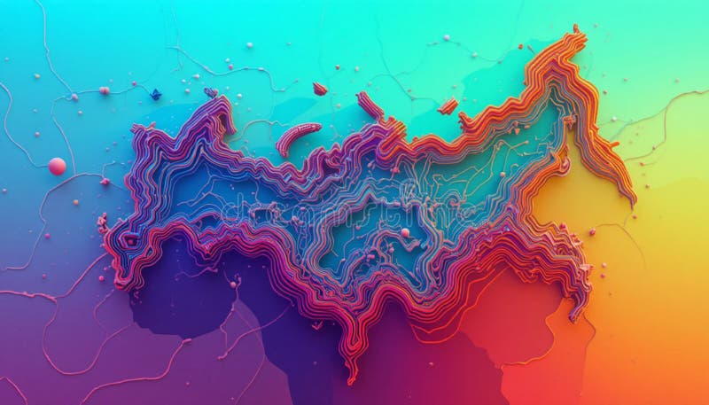 Abstract 3D Artwork Features Layered Contours Resembling a Topographic ...