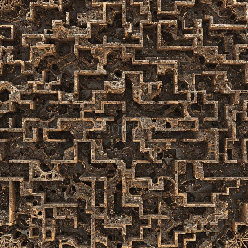 Abstract 3D Artwork Featuring a Complex Labyrinthine Structure with ...