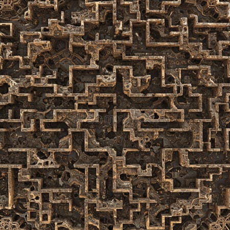 Abstract 3D Artwork Featuring a Complex Labyrinthine Structure with ...