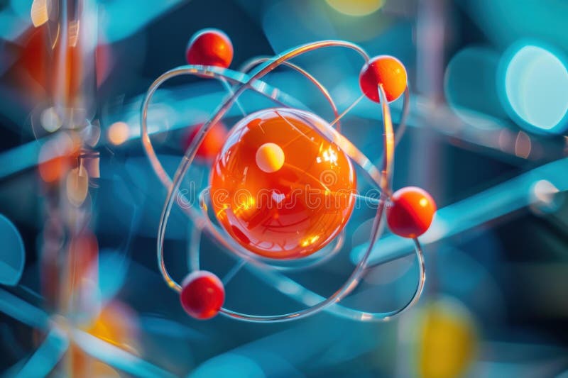 Abstract 3d Atom Model in Vibrant Colors Stock Illustration ...