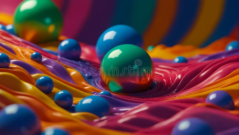 Abstract 3D Background with Balls, Waves Pattern Decoration Dynamic ...
