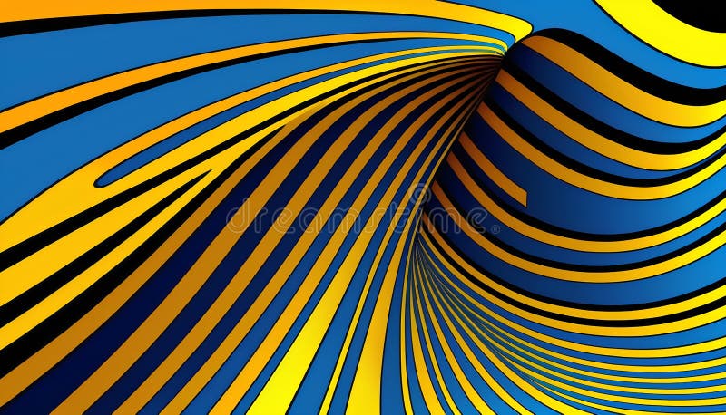 Abstract 3d Background with Blue and Yellow Stripes. Vector ...