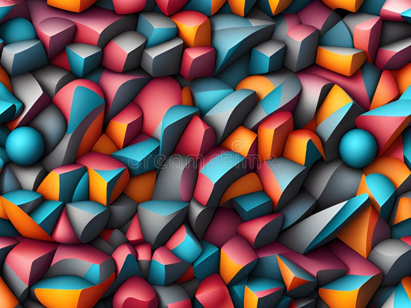 Abstract 3 D Background. Chaotic Pattern of Different Shapes, Ai ...
